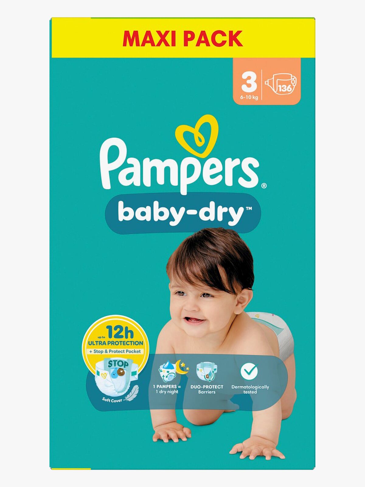 Kjøp Pampers Baby Dry Bleier Str 3 6-10 kg MB 136-Pakk