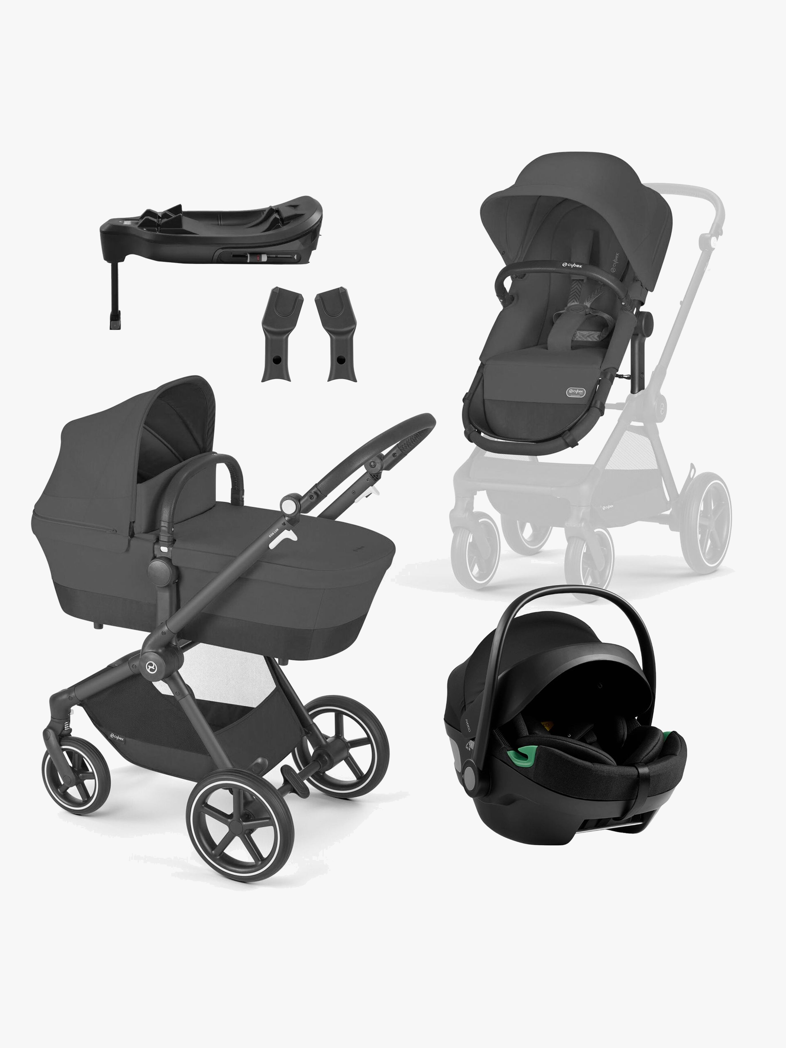 Kjøp Cybex EOS Lux Duovogn inkl. Axkid GOKID Babybilstol & Base, Moon Black